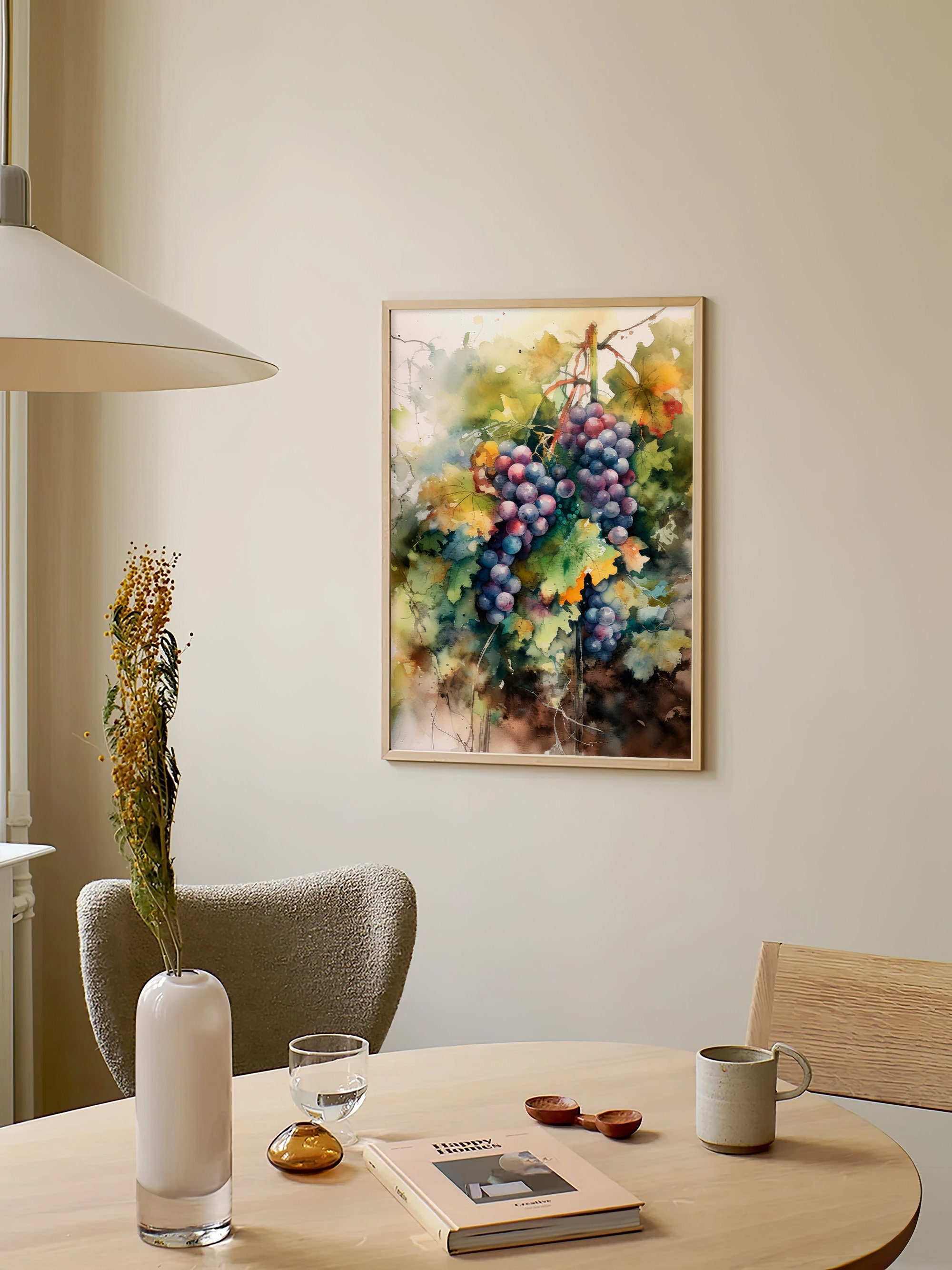 Grapes Watercolor Art Botanical Print Napa Valley Vineyard Artwork by ...