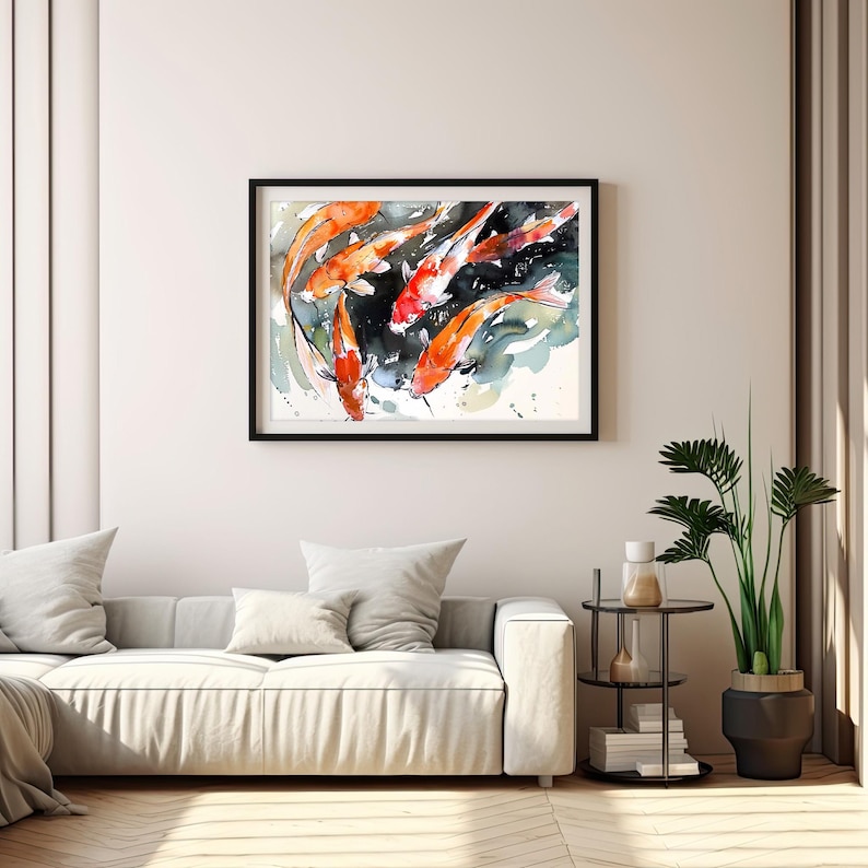Koi Fish Watercolor Painting Fish Art Print Goldfish Wall Art Print by ...