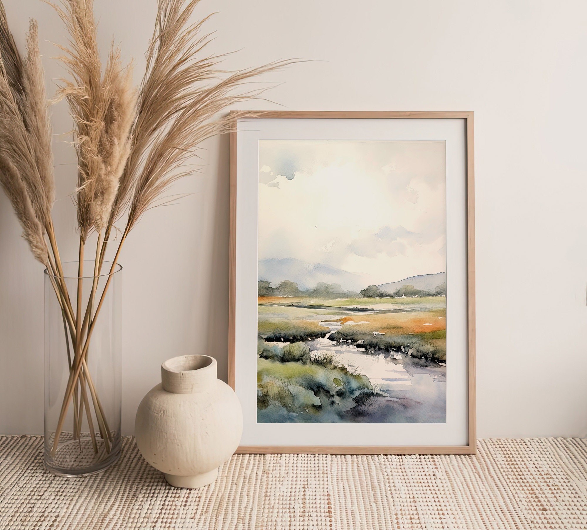 Ireland Fields Watercolor Art Print Irish Countryside Landscape ...