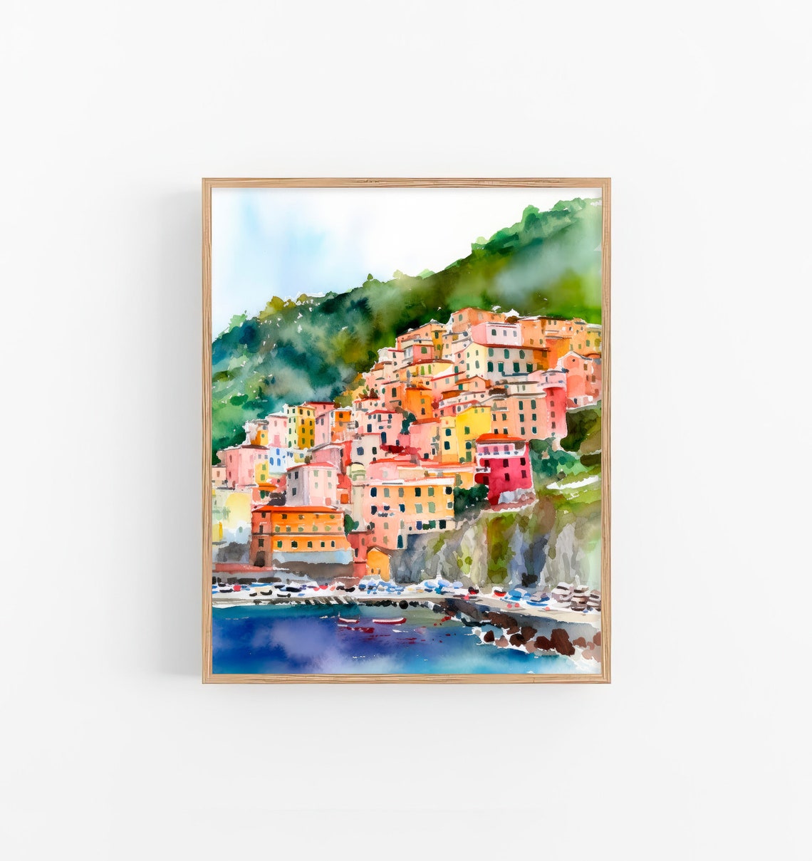 Positano Watercolor Painting Italy Landscape Art Print Cityscape ...