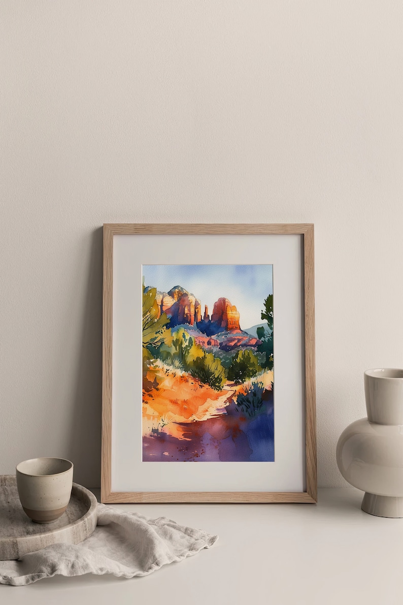 Arizona Watercolor Art Print Sedona Painting Mountains Watercolor Art ...