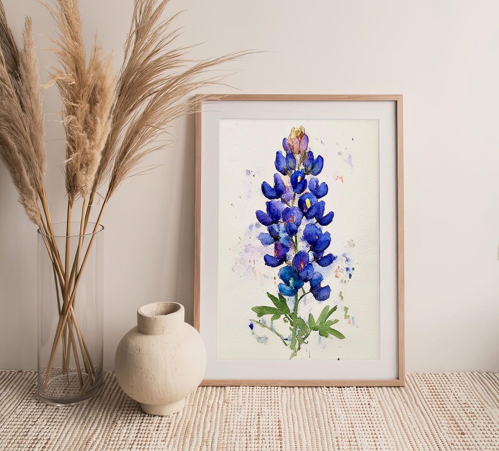 Bluebonnet Flower Watercolor Painting Flowers Watercolor Art Print ...