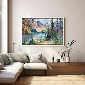 Jasper National Park Watercolor Art Print Canada Landscape Watercolor ...