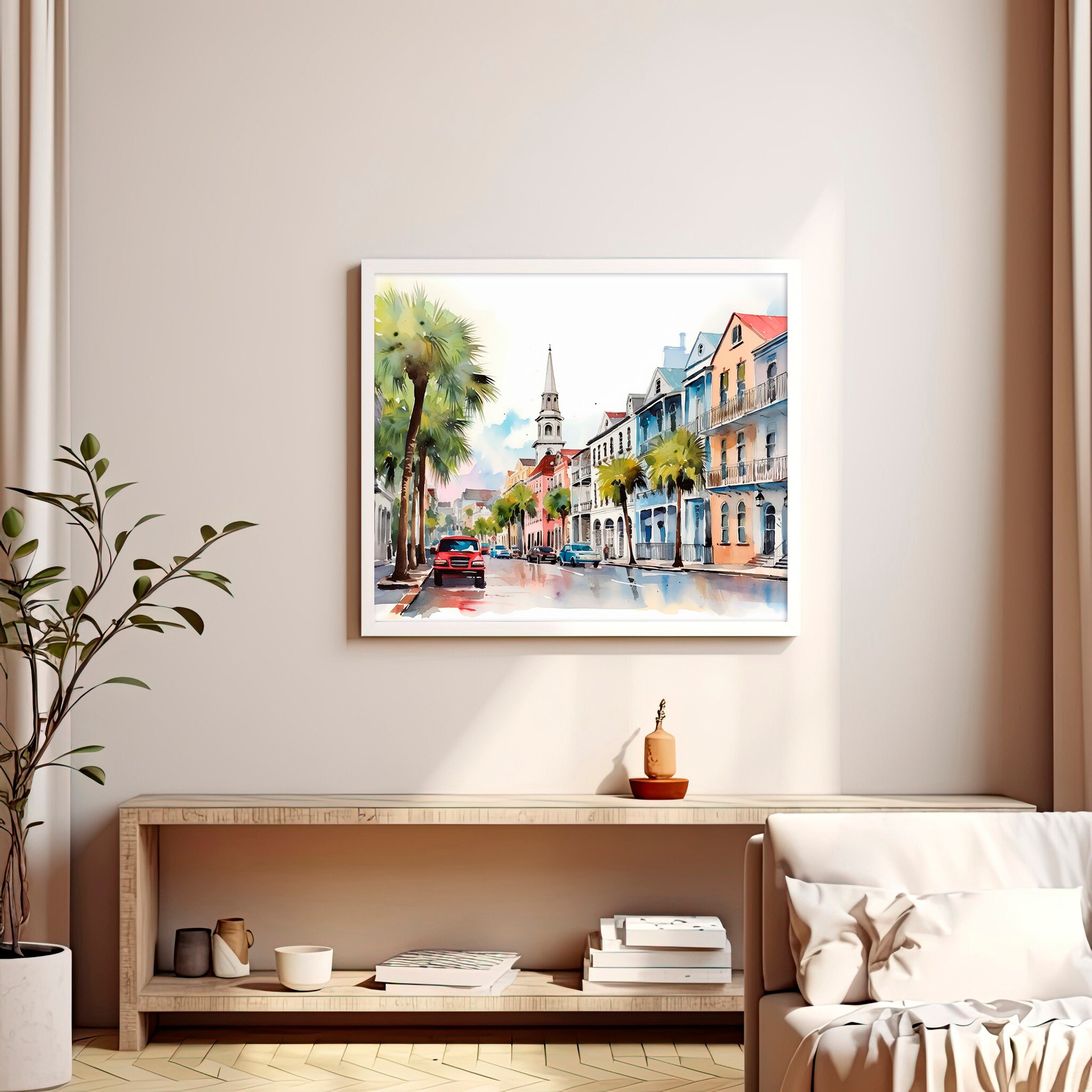 Charleston Watercolor Print Cityscape Art Painting Urban Landscape Wall ...
