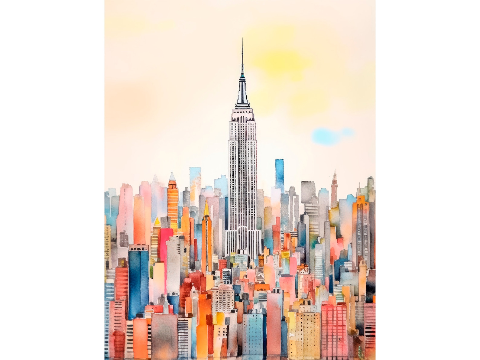 New York City Watercolor Art Print New York City Skyline Painting Urban ...