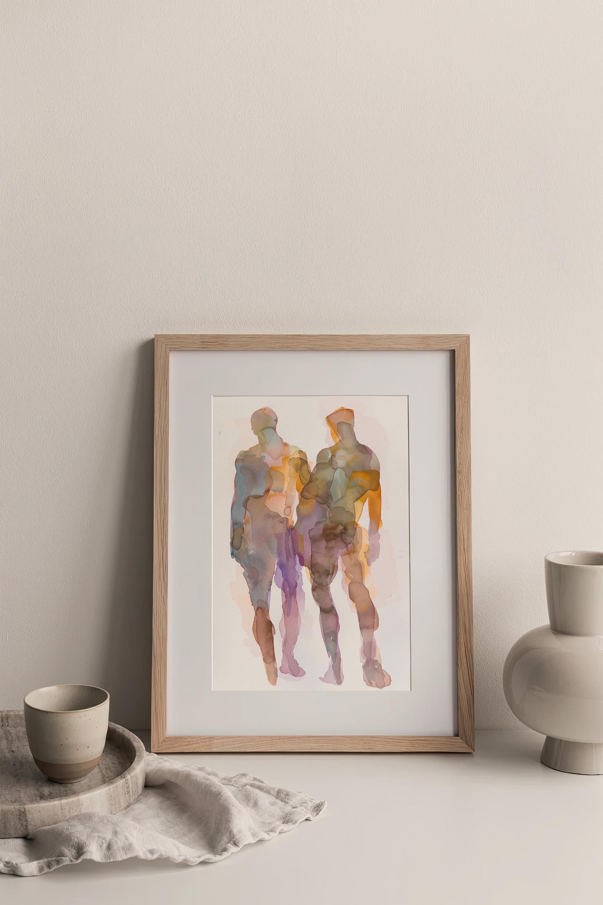 Male Bodies Watercolor Artwork Gay Friendship Watercolor Art Print ...