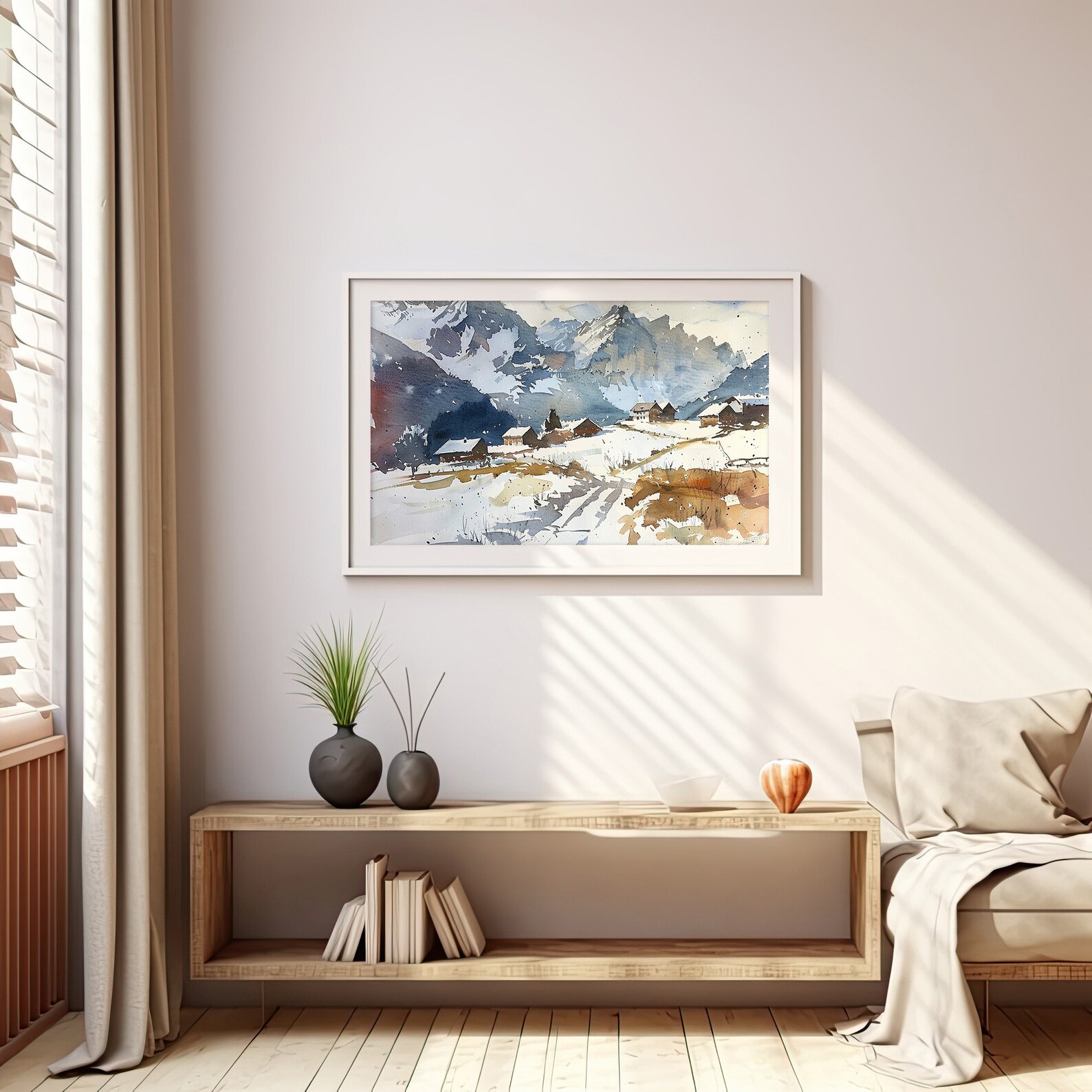 Pennine Alps Mountains Watercolor Art Print Alps Landscape Painting ...