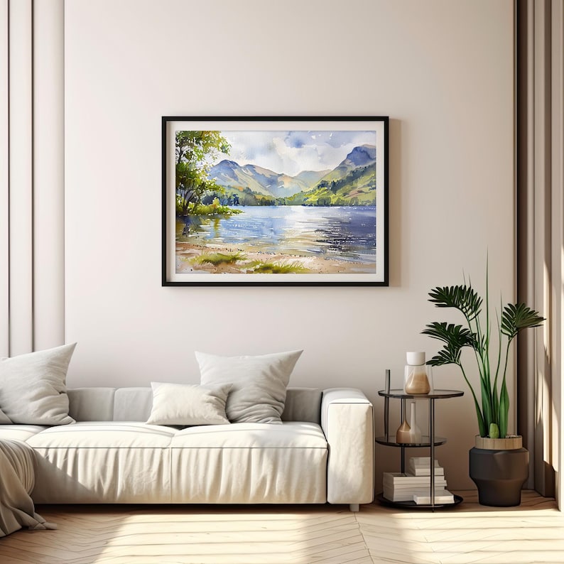Lake Windermere Watercolor Painting Lake District Landscape Art Print ...