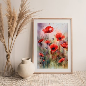 Red Poppy Watercolor Art Print Floral Artwork Flowers Watercolor Art - Etsy