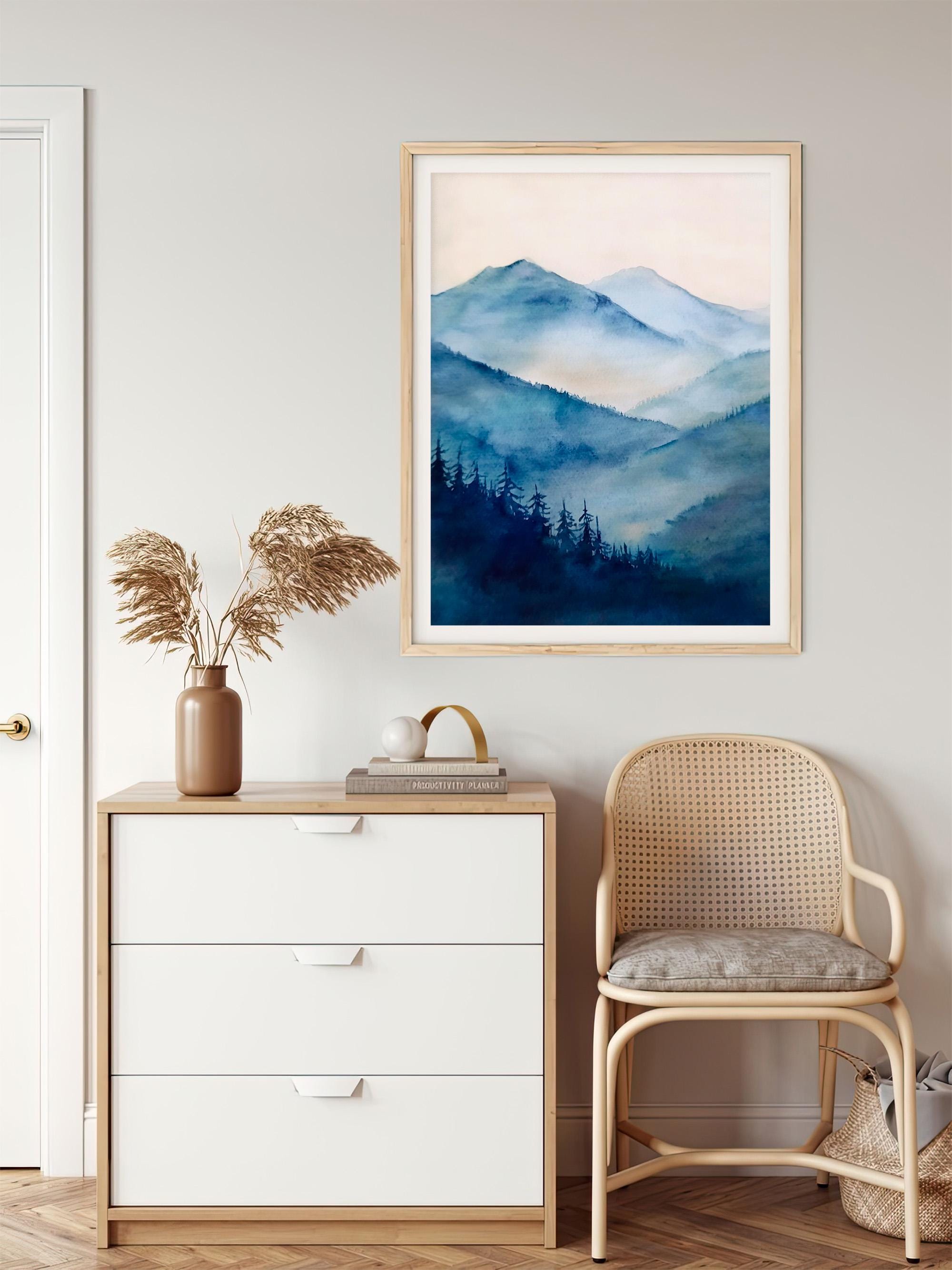 Blue Ridge Landscape Watercolor Art Print Mountains Watercolor Art ...