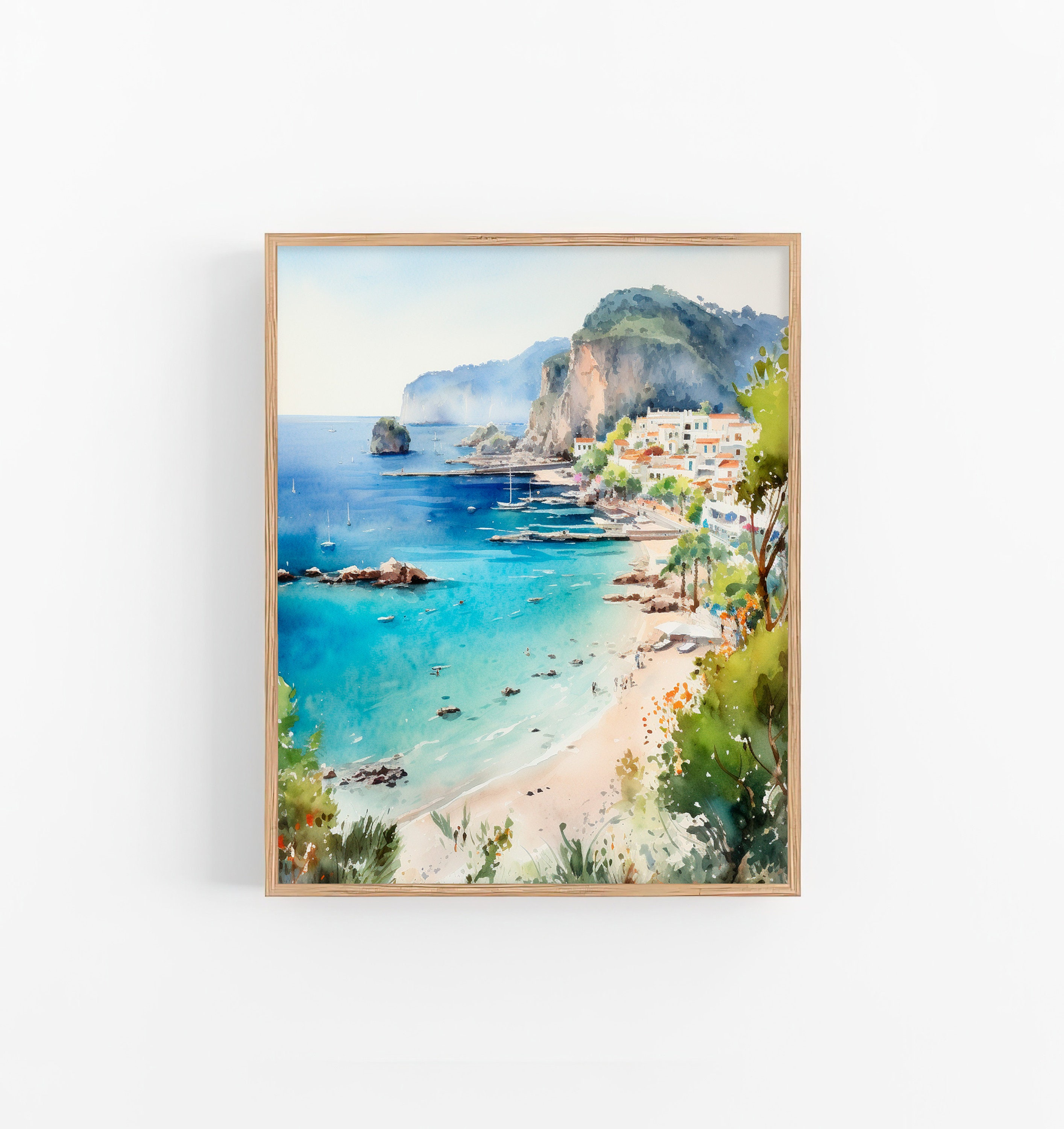 Capri Island Watercolor Art Print Italy Travel Art Poster Watercolor ...