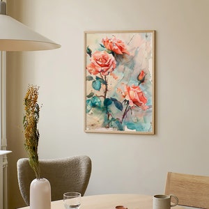 Rose Painting Spring Flowers Watercolor Art Print Floral Wall Decor ...