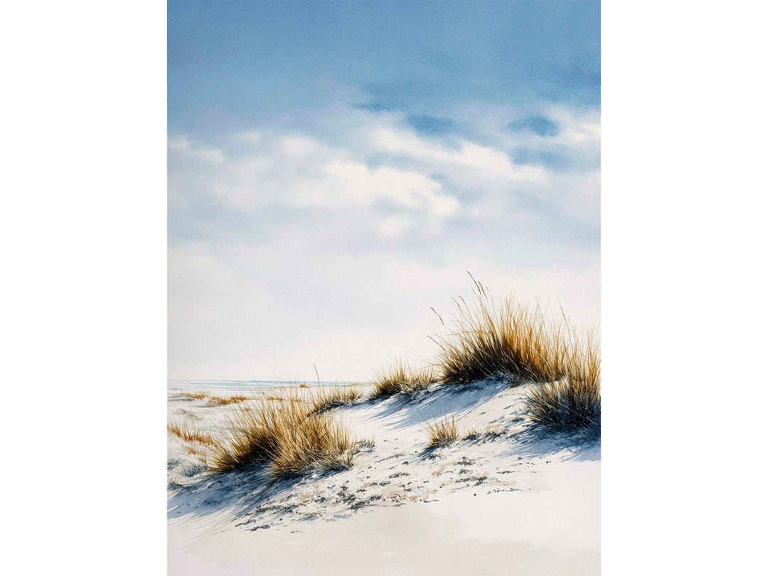 Cape Cod Beach Dunes Watercolor Print Coastal New England Seaside ...