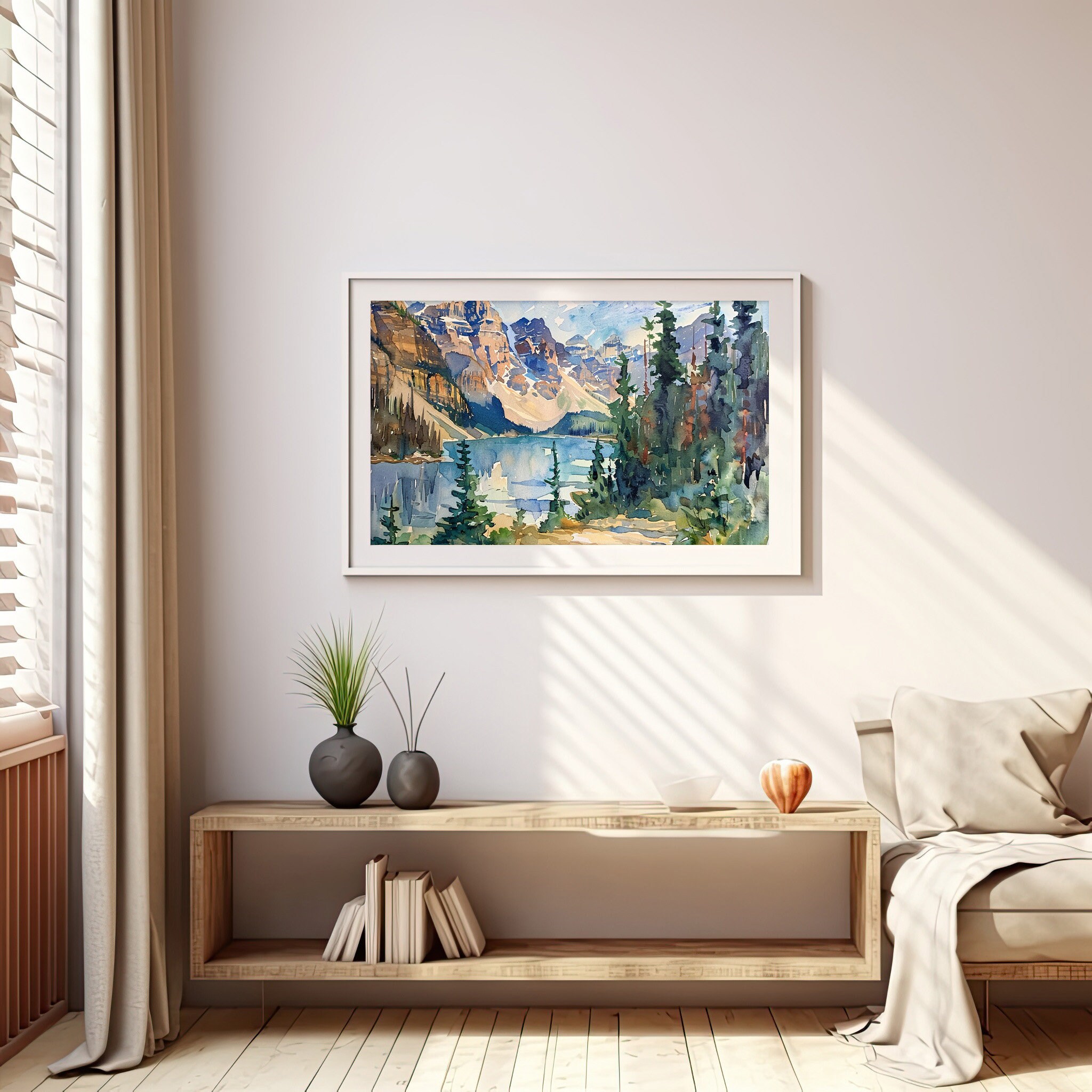 Jasper National Park Watercolor Art Print Canada Landscape Watercolor ...