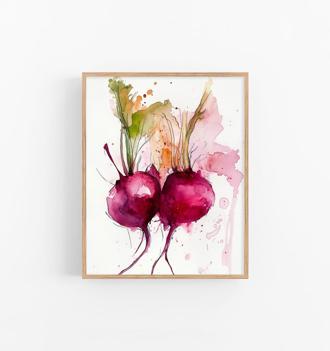 Beetroot Watercolor Print Rustic Kitchen Wall Art Farmhouse Vegetable ...