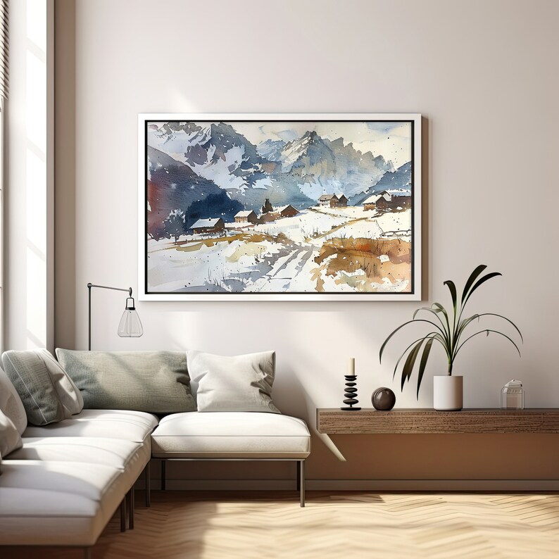 Pennine Alps Mountains Watercolor Art Print Alps Landscape Painting ...