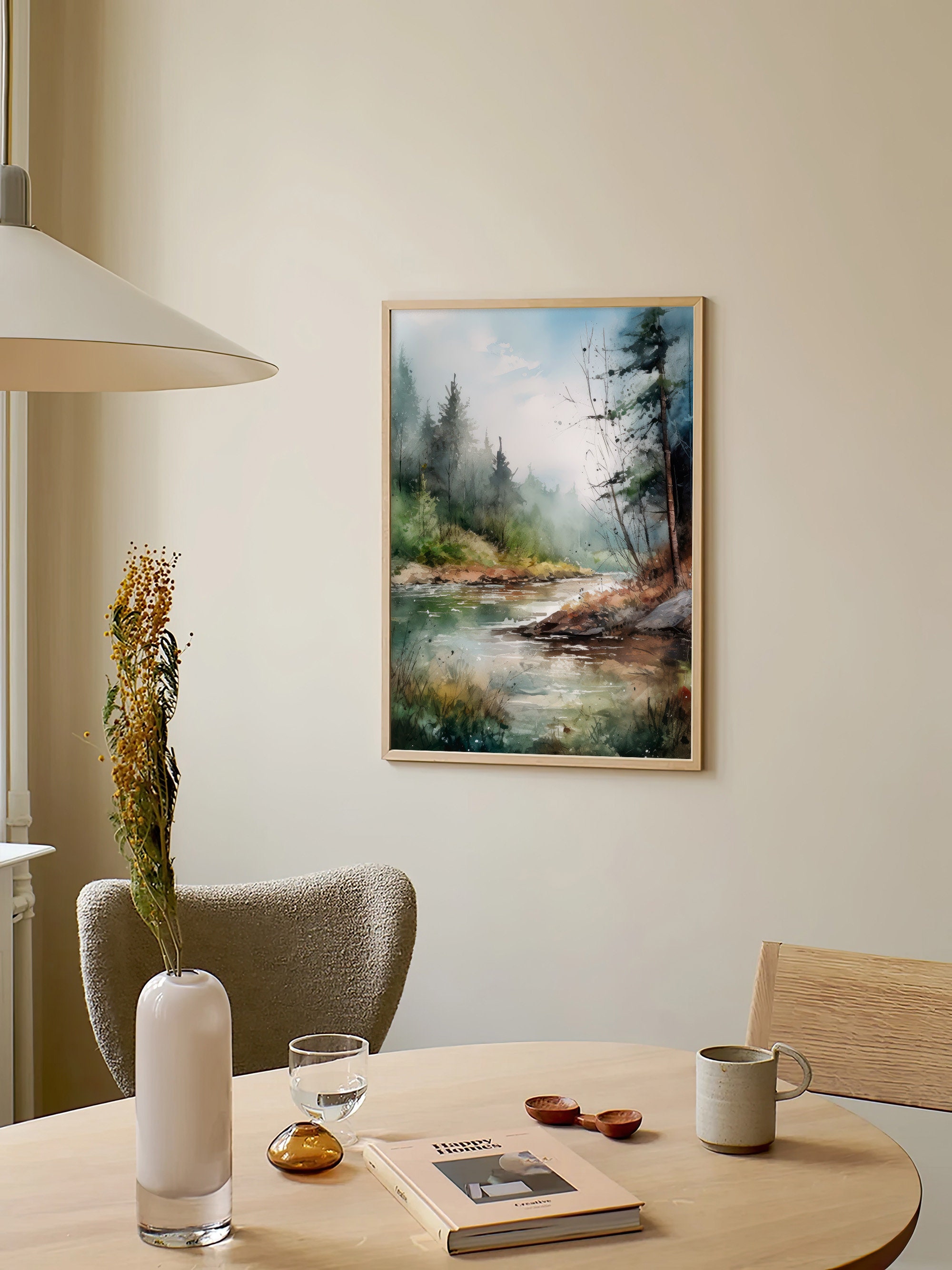 Scotland Landscape Art Print Pine Trees Watercolor Painting England ...