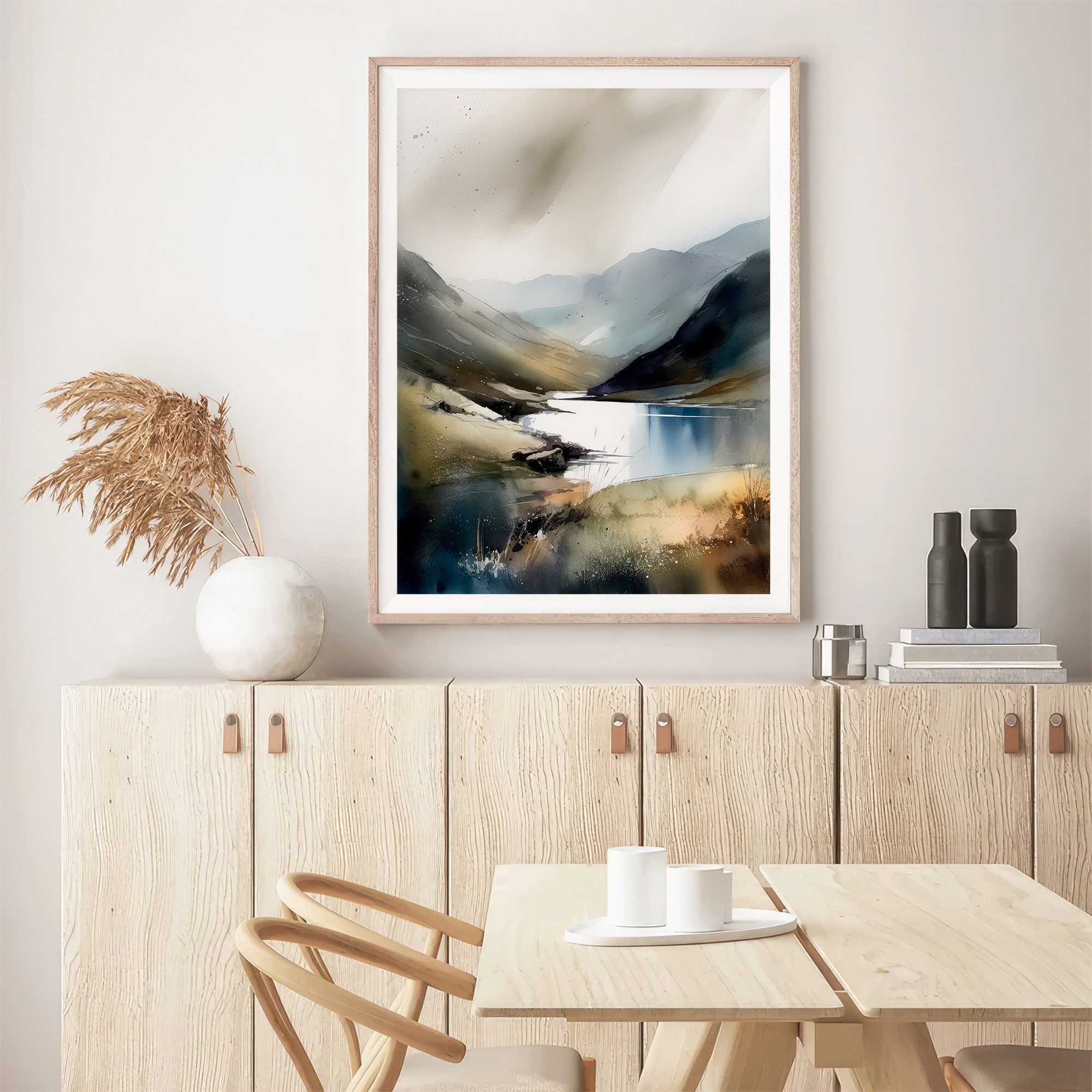 Lake District Watercolor Art Print England Neutral Landscape Artwork ...