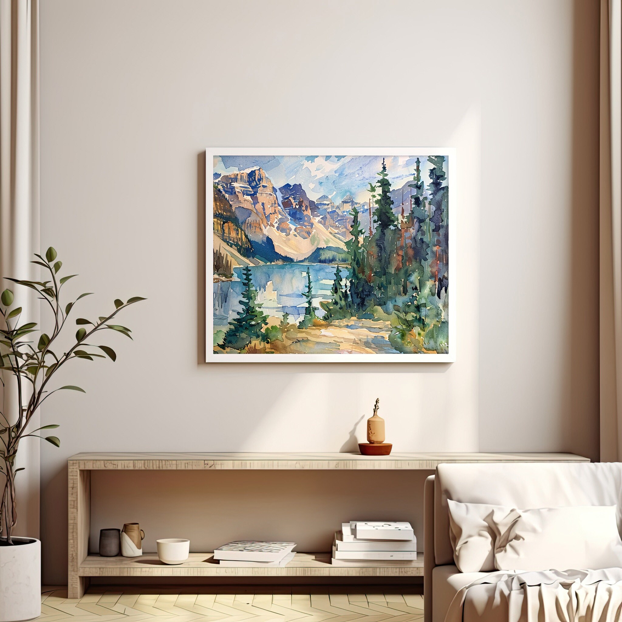 Jasper National Park Watercolor Art Print Canada Landscape Watercolor ...
