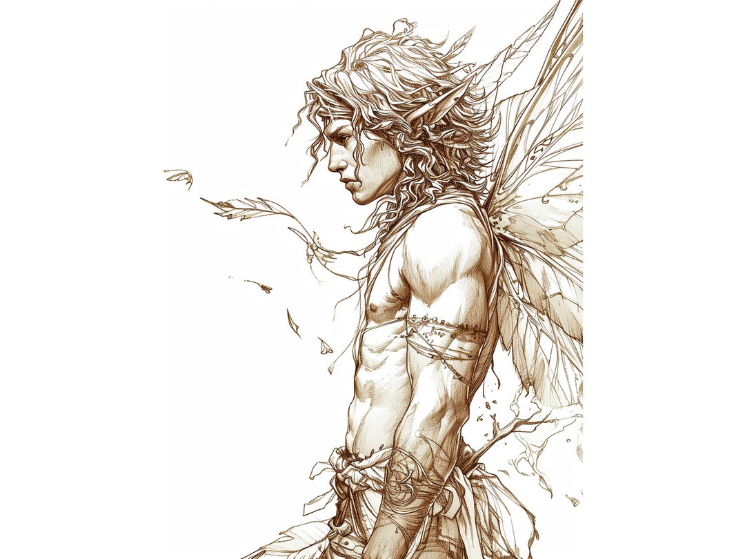 Fairy Watercolor Art Print Men Body Watercolor Art Fairy Tale Art ...