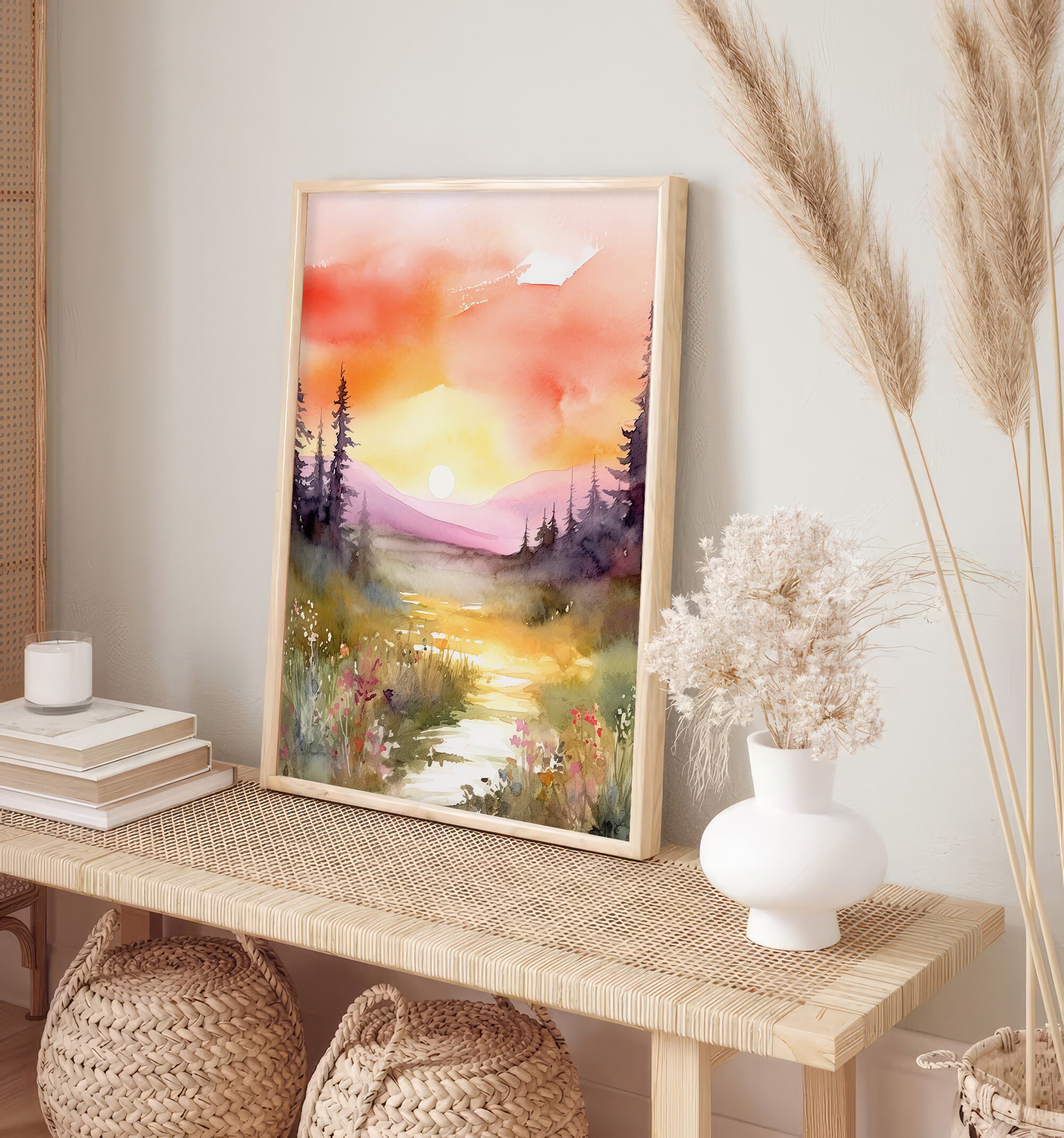 Boulder Mountains Painting Rocky Mountains Watercolor Art Print Idaho ...