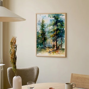 Pine Forest Watercolor Painting Pine Trees Art Print Colorado Forest ...