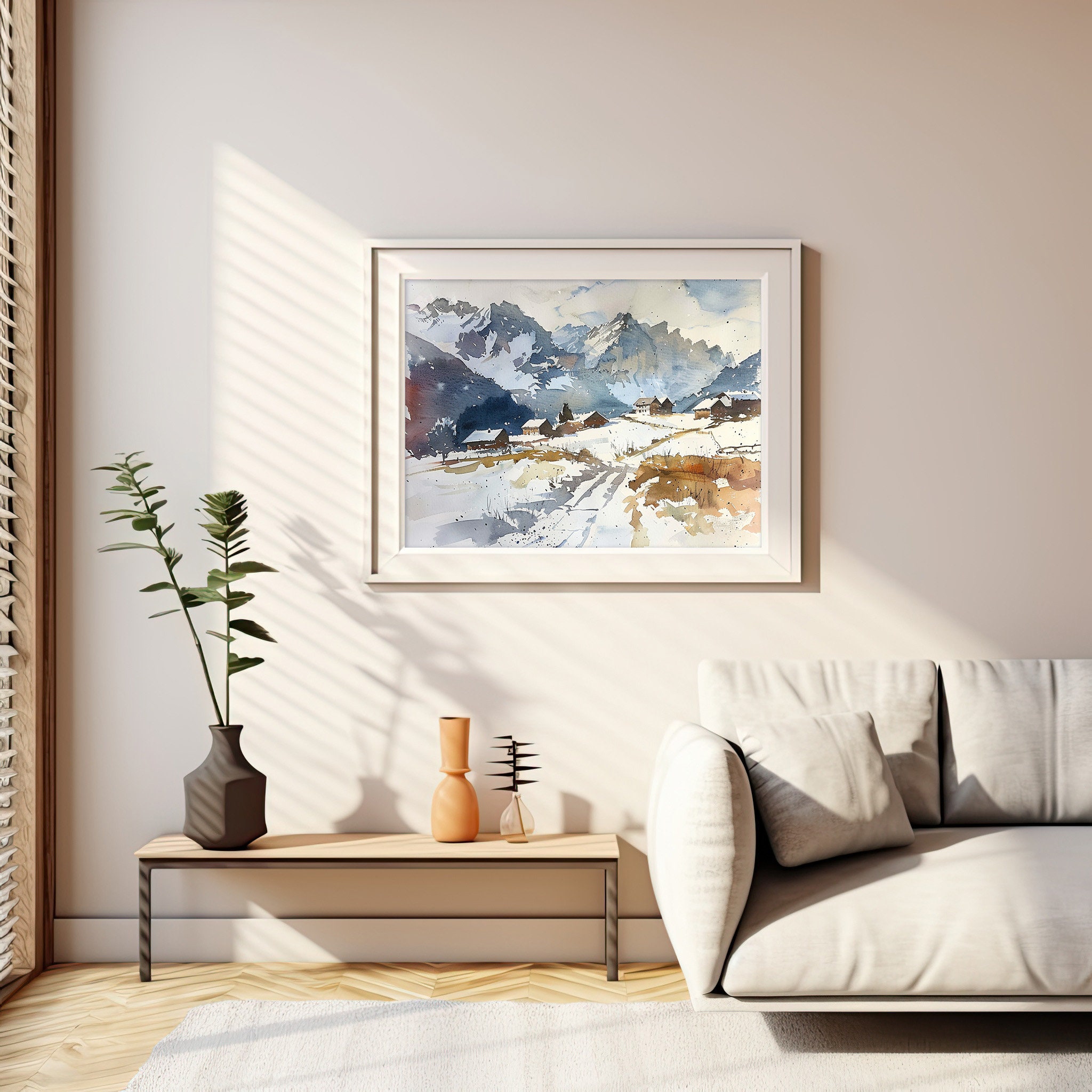 Pennine Alps Mountains Watercolor Art Print Alps Landscape Painting ...
