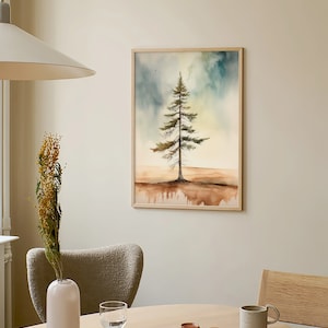 Pine Tree Watercolor Art Print Misty Forest Poster Minimalist Wall Art ...