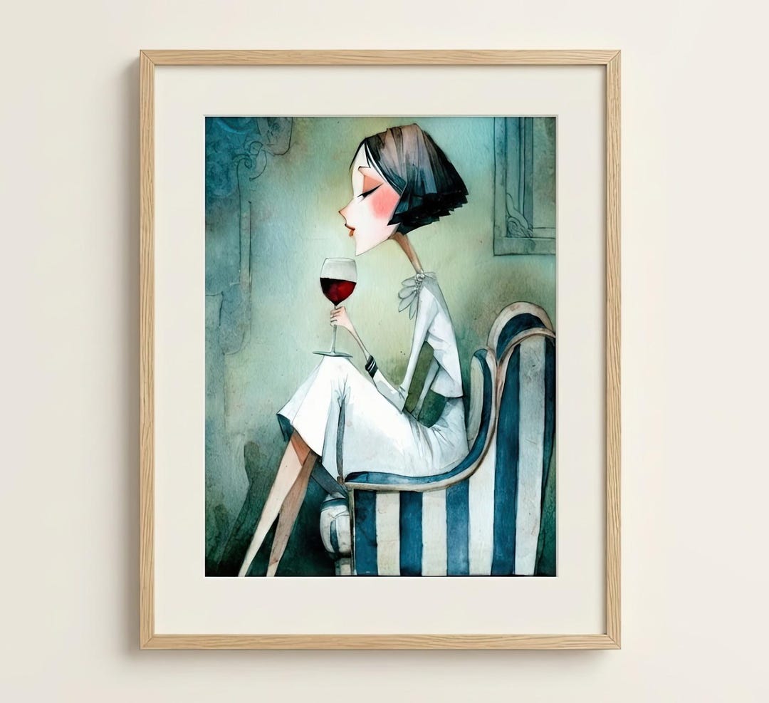 Naive Woman Watercolor Painting Art Print Fashion Artwork Wall Art Chic ...