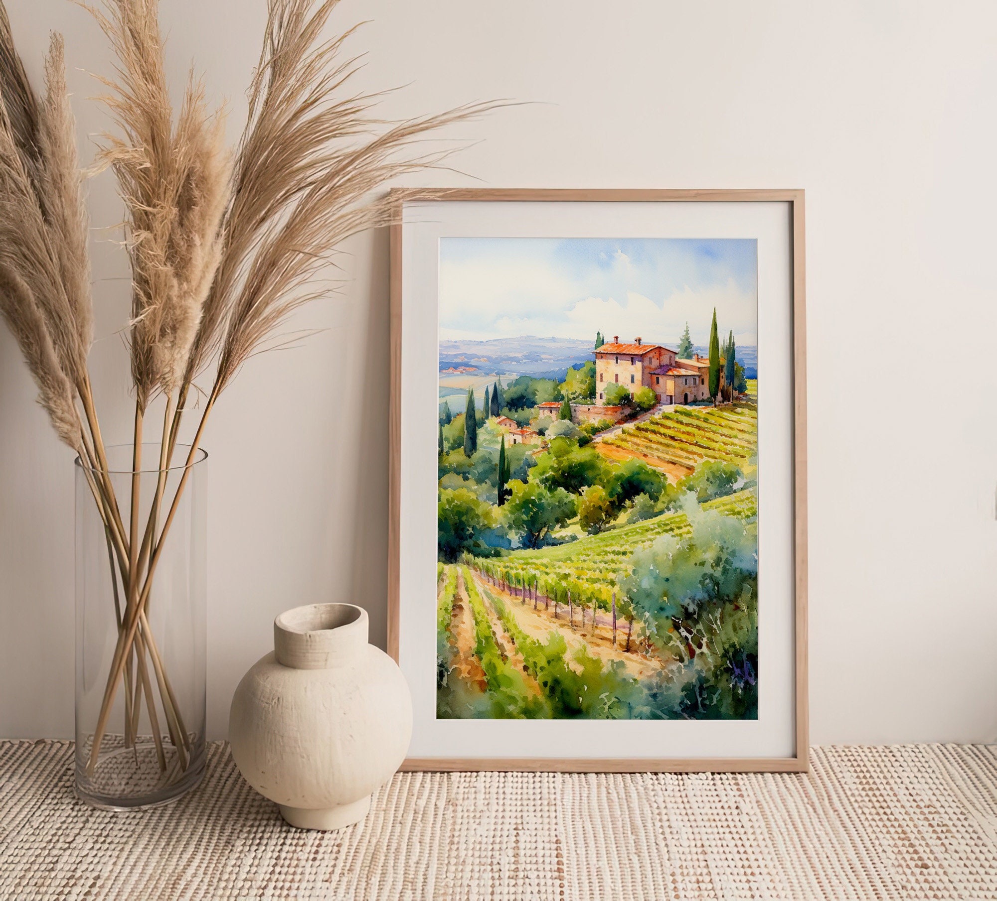 California Napa Valley Winery Watercolor Art Print Vineyard Travel ...
