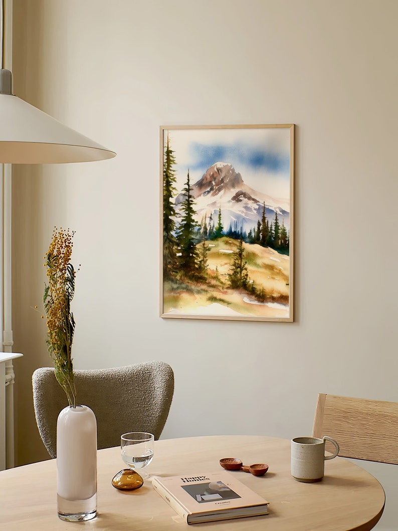 Mount Rainier Watercolor Painting Washington Landscape Art - Etsy