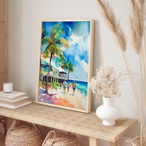 Siesta Key Beach Painting Florida Watercolor Art Print Palm Trees ...
