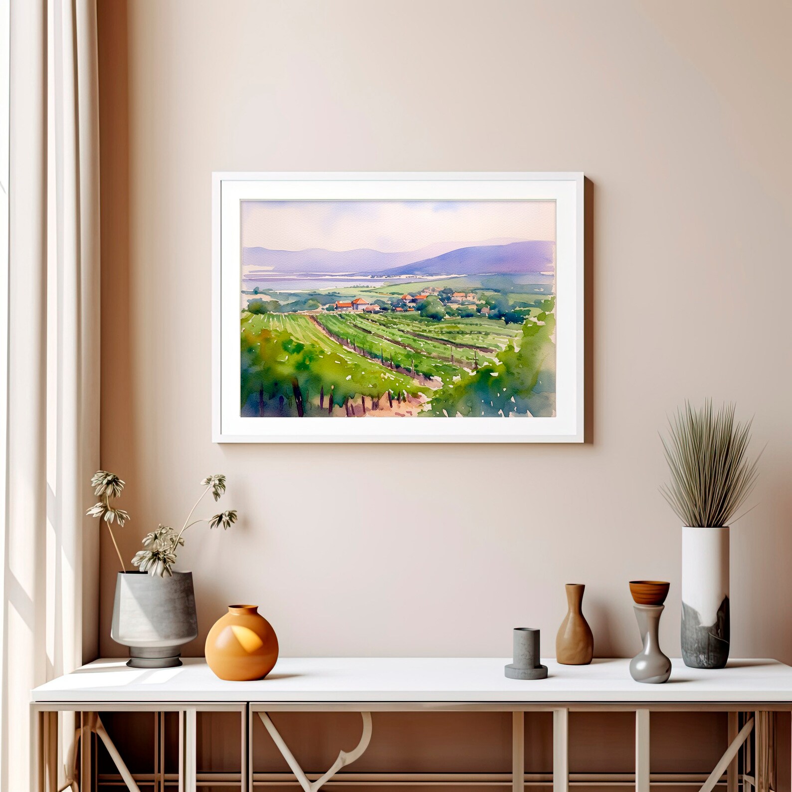 Winery Estates Watercolor Painting Napa Valley Art Print Italy ...