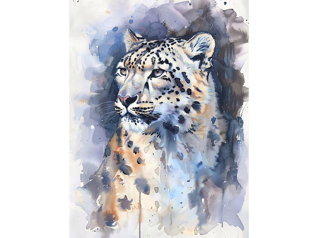 Snow Leopard Watercolor Art Print Animals Art Print Wild Cats Wall Art Print by Feelingprints - Etsy
