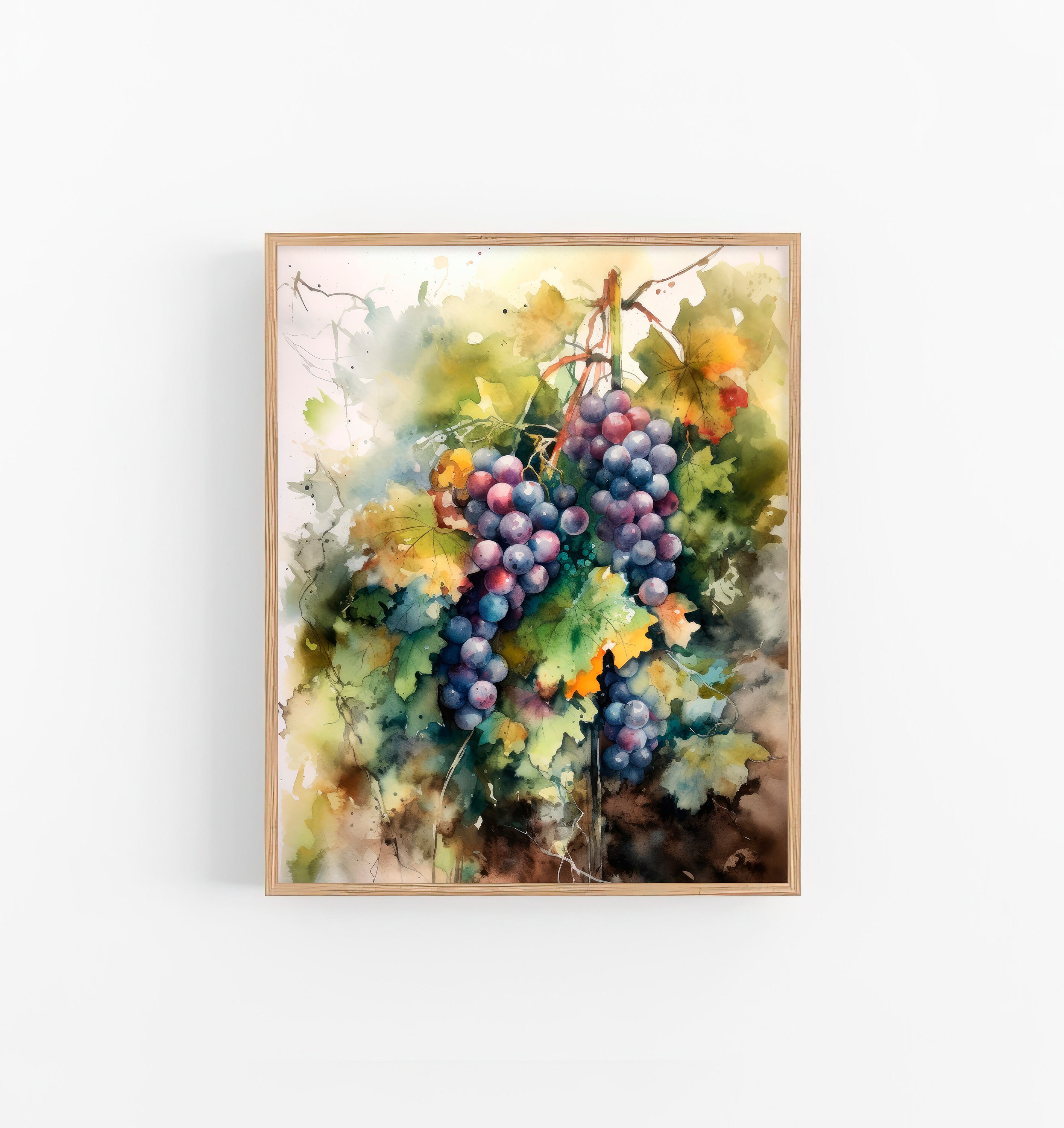 Grapes Watercolor Art Botanical Print Napa Valley Vineyard Artwork by ...