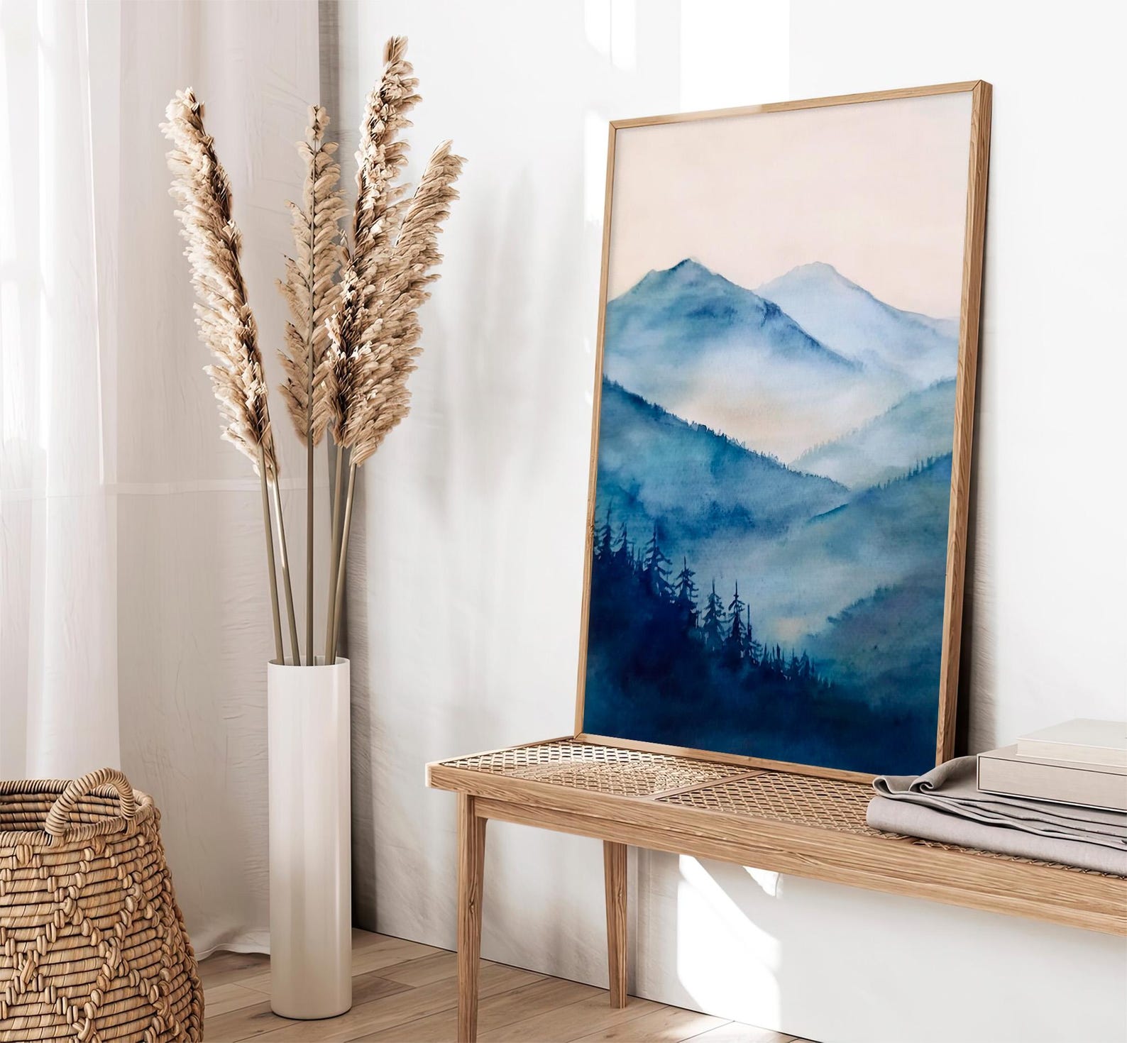 Blue Ridge Landscape Watercolor Art Print Mountains Watercolor Art ...