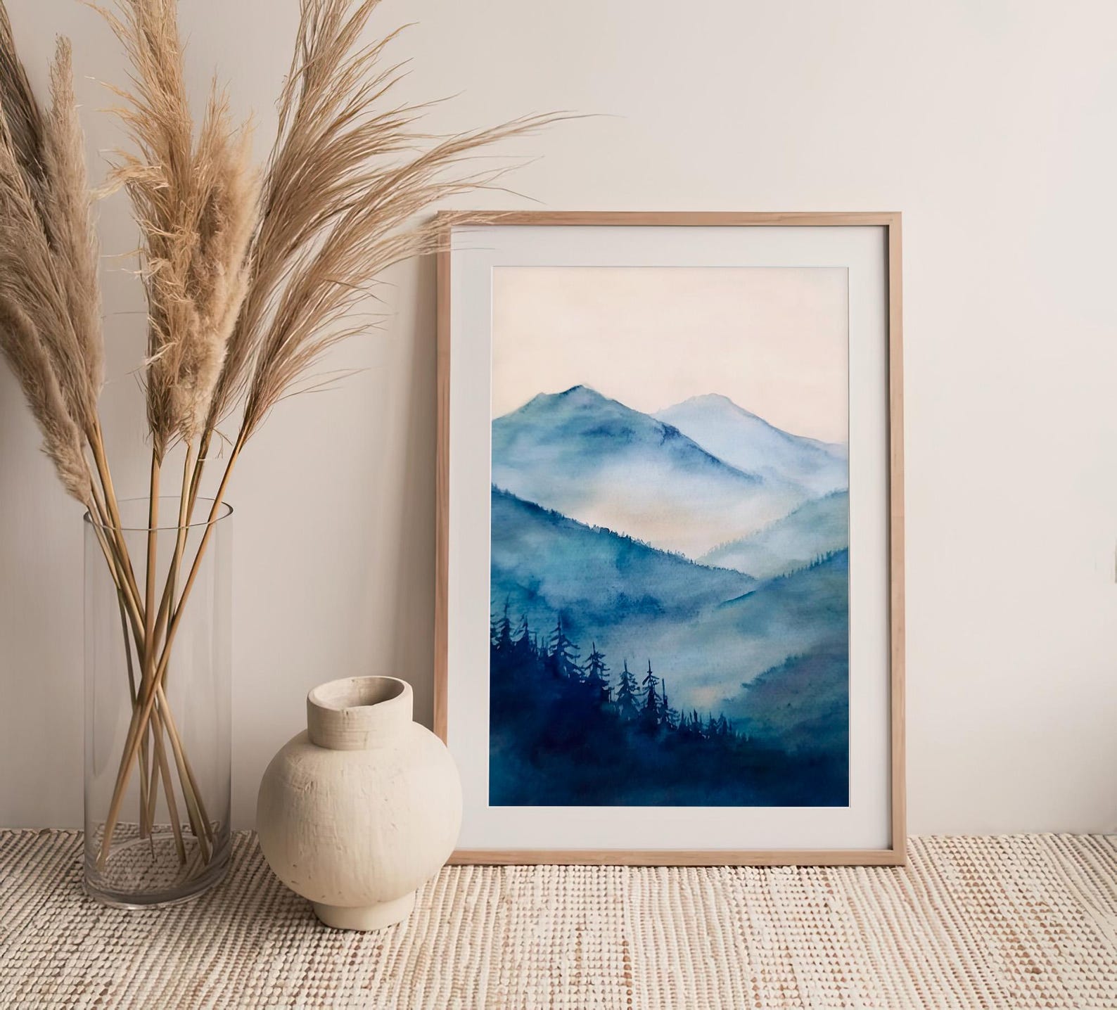 Blue Ridge Landscape Watercolor Art Print Mountains Watercolor Art ...