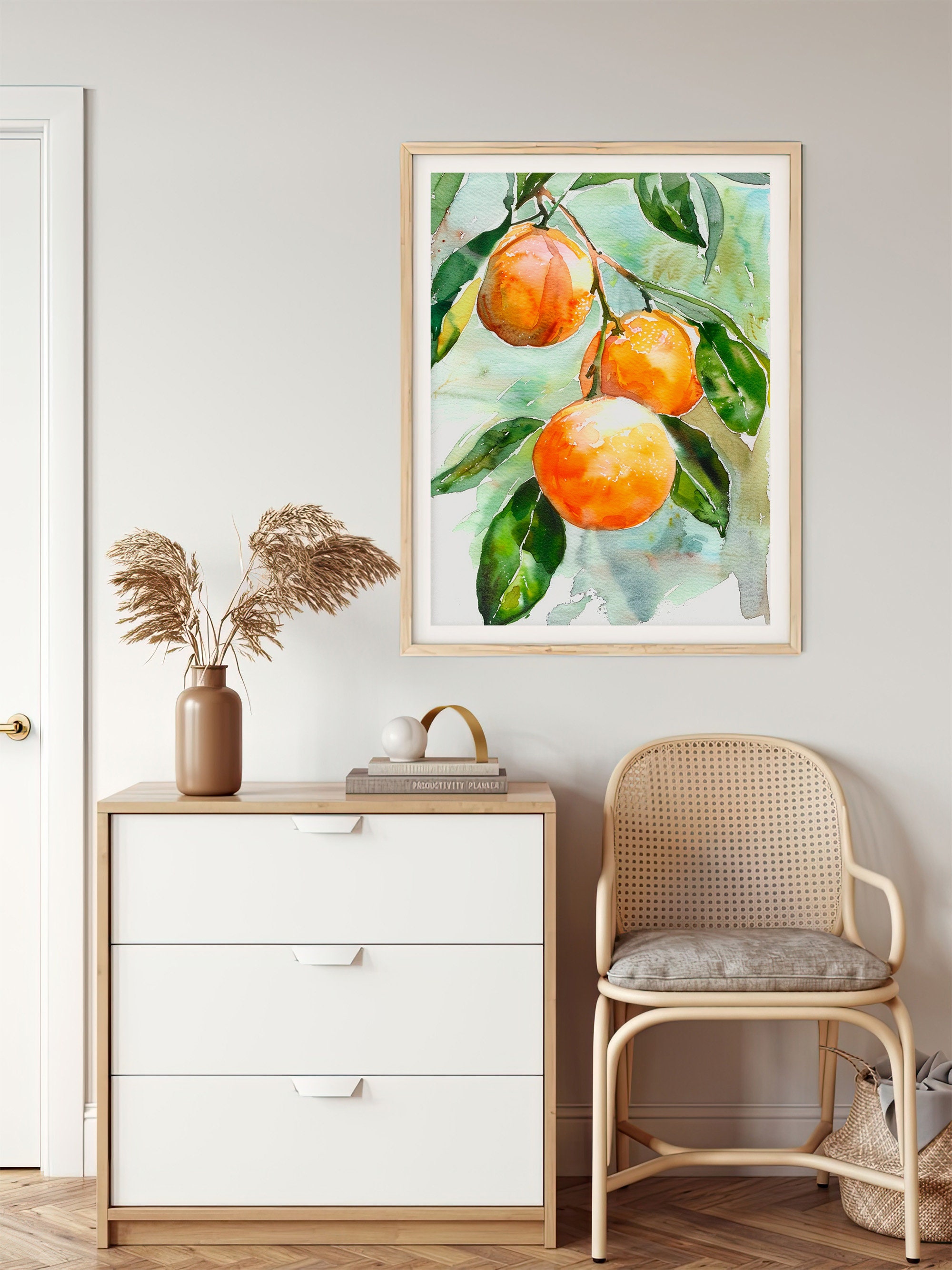 Orange Fruit Watercolor Painting Food Watercolor Art Print Kitchen Wall ...