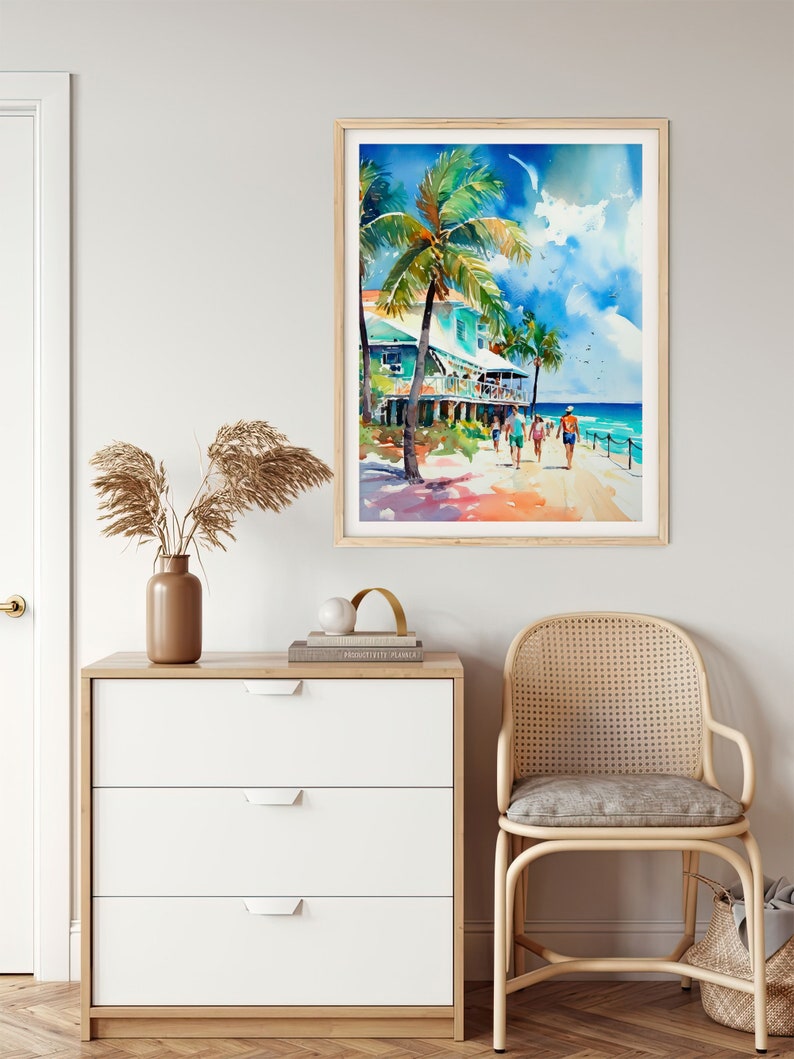 Siesta Key Beach Painting Florida Watercolor Art Print Palm Trees ...