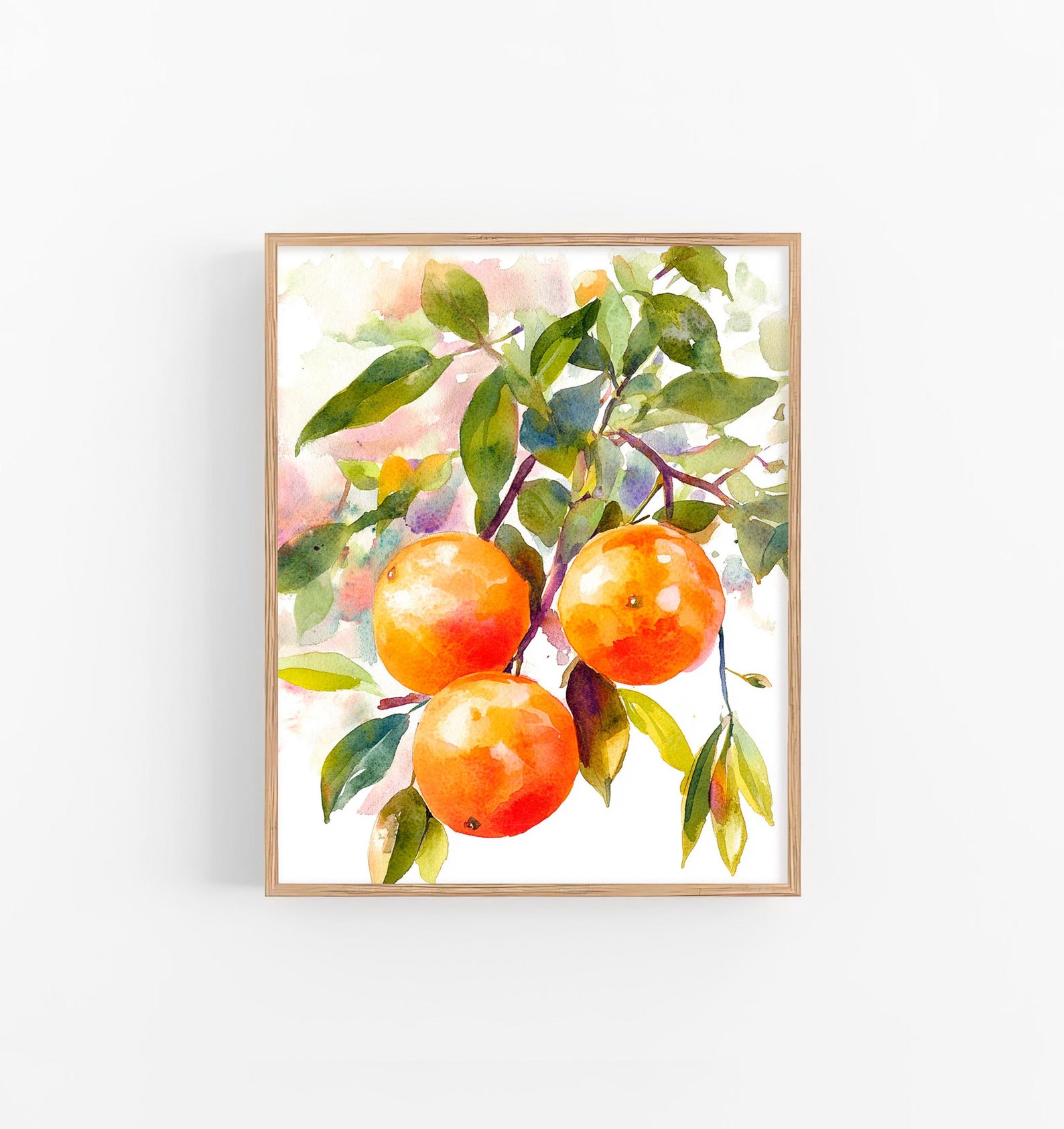 Orange Tree Watercolor Print Citrus Fruit Wall Art Kitchen Decor ...