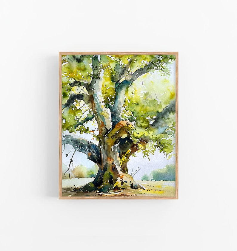 Oak Tree Watercolor Art Painting Louisiana Oak Park Painting Forest ...