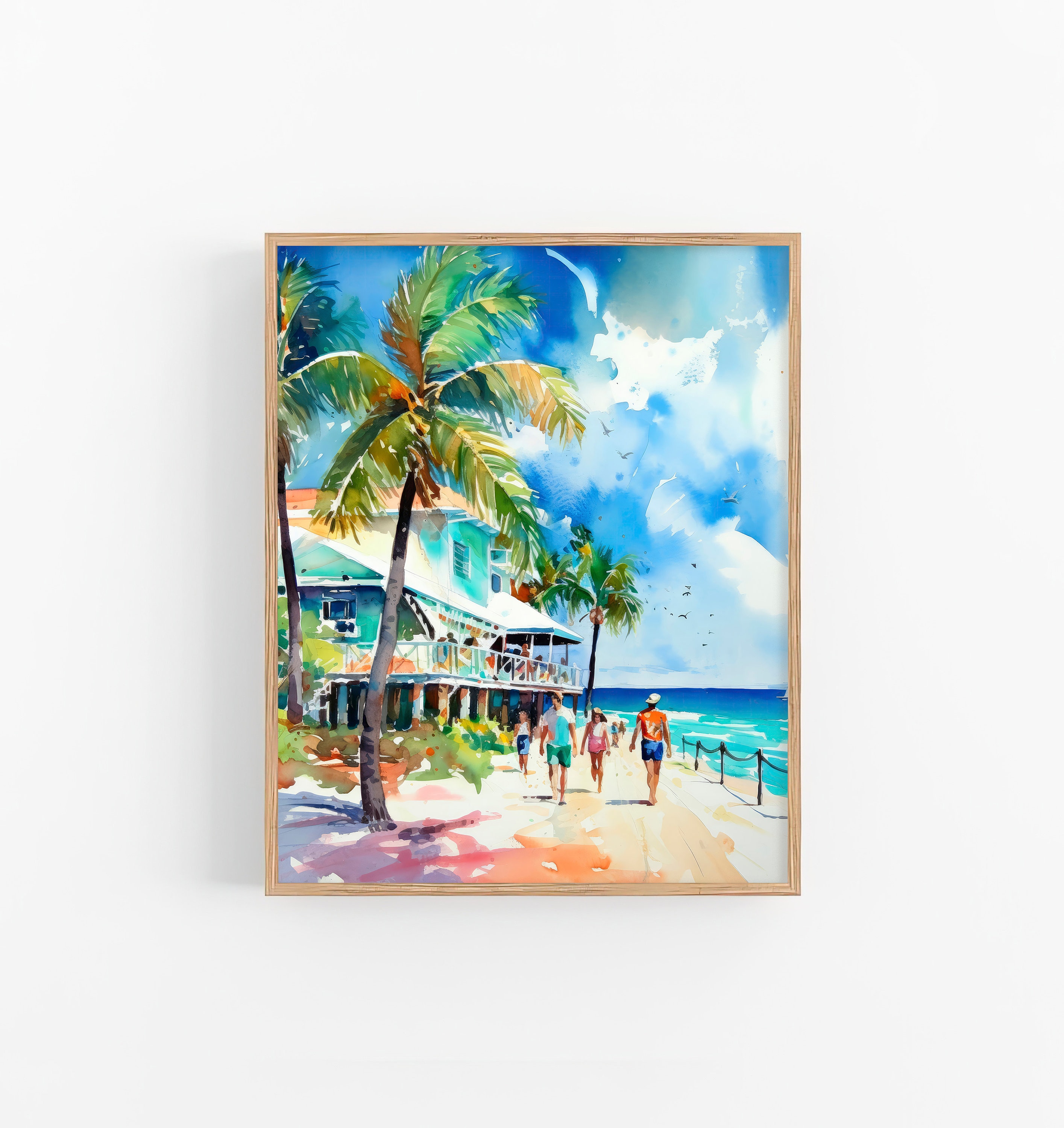 Siesta Key Beach Painting Florida Watercolor Art Print Palm Trees ...
