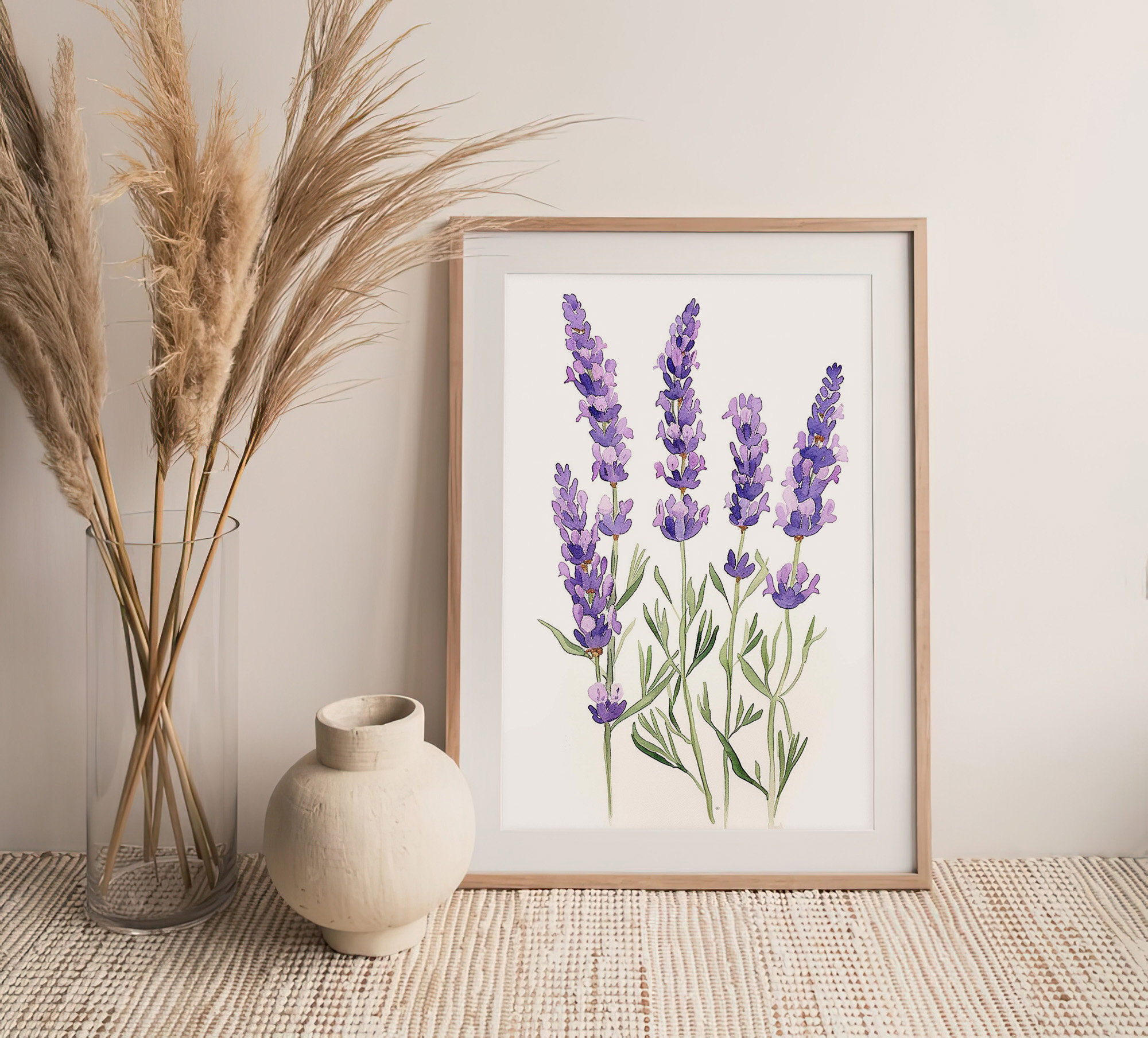 Lavender Flowers Watercolor Art Print Tuscany Flowers Painting Floral ...