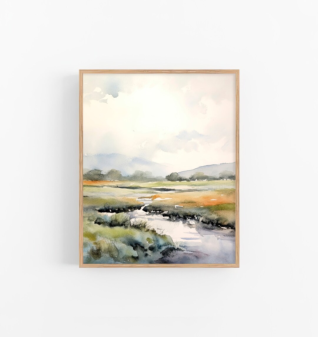 Ireland Fields Watercolor Art Print Irish Countryside Landscape ...