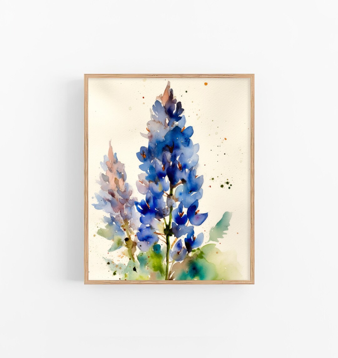 Bluebonnet Flowers Art Print Floral Artwork Flowers Watercolor Art - Etsy
