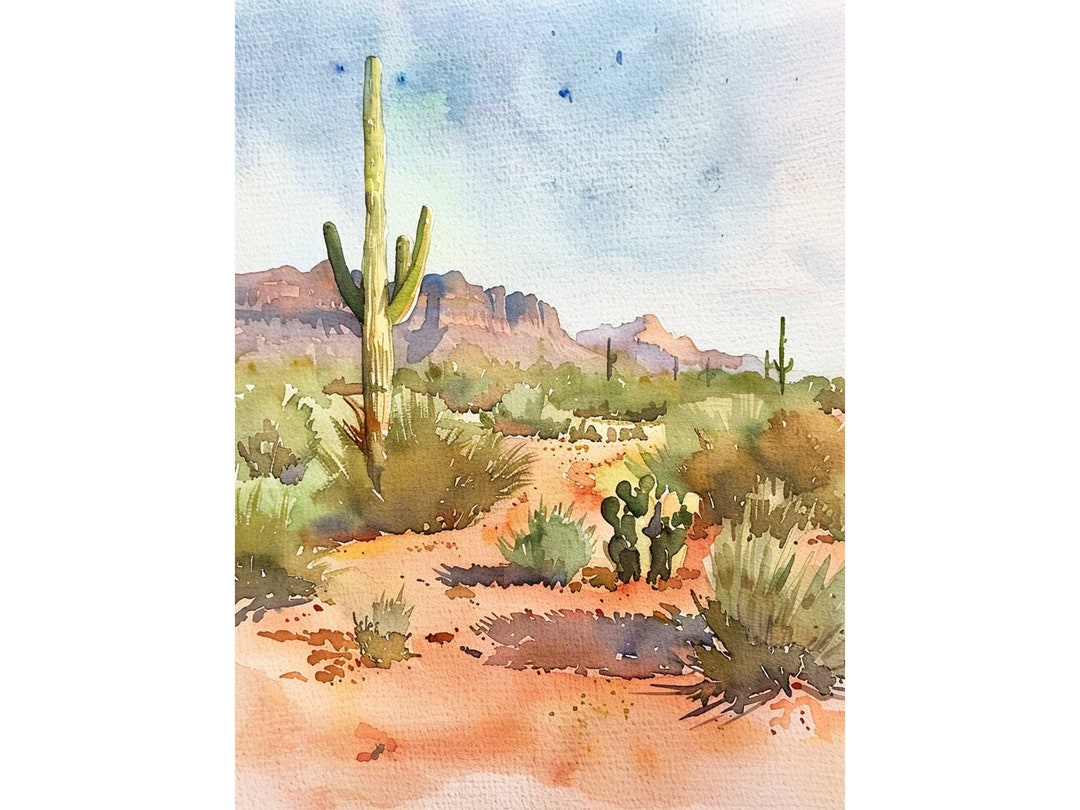 Sedona Arizona Painting Arizona Landscape Watercolor Art Cactus Wall ...