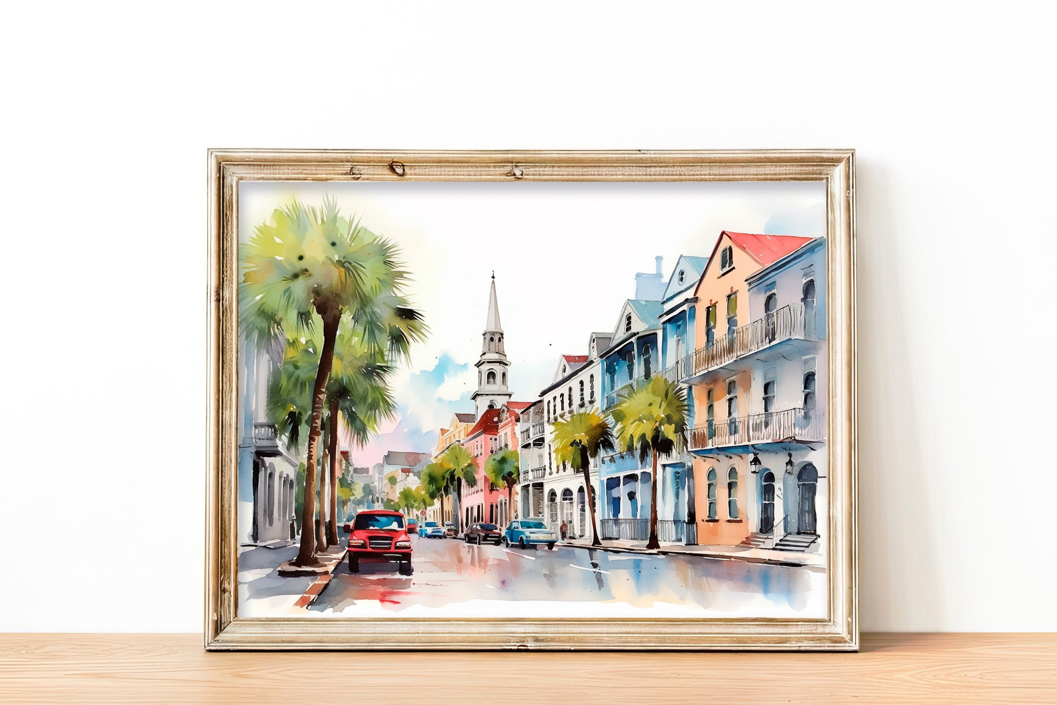 Charleston Watercolor Print Cityscape Art Painting Urban Landscape Wall ...