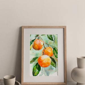 Orange Fruit Watercolor Painting Food Watercolor Art Print Kitchen Wall ...