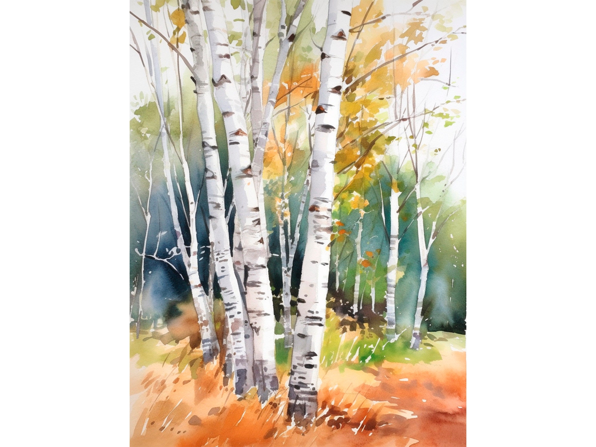 White Mountain National Forest Art Print Birch Trees Painting ...