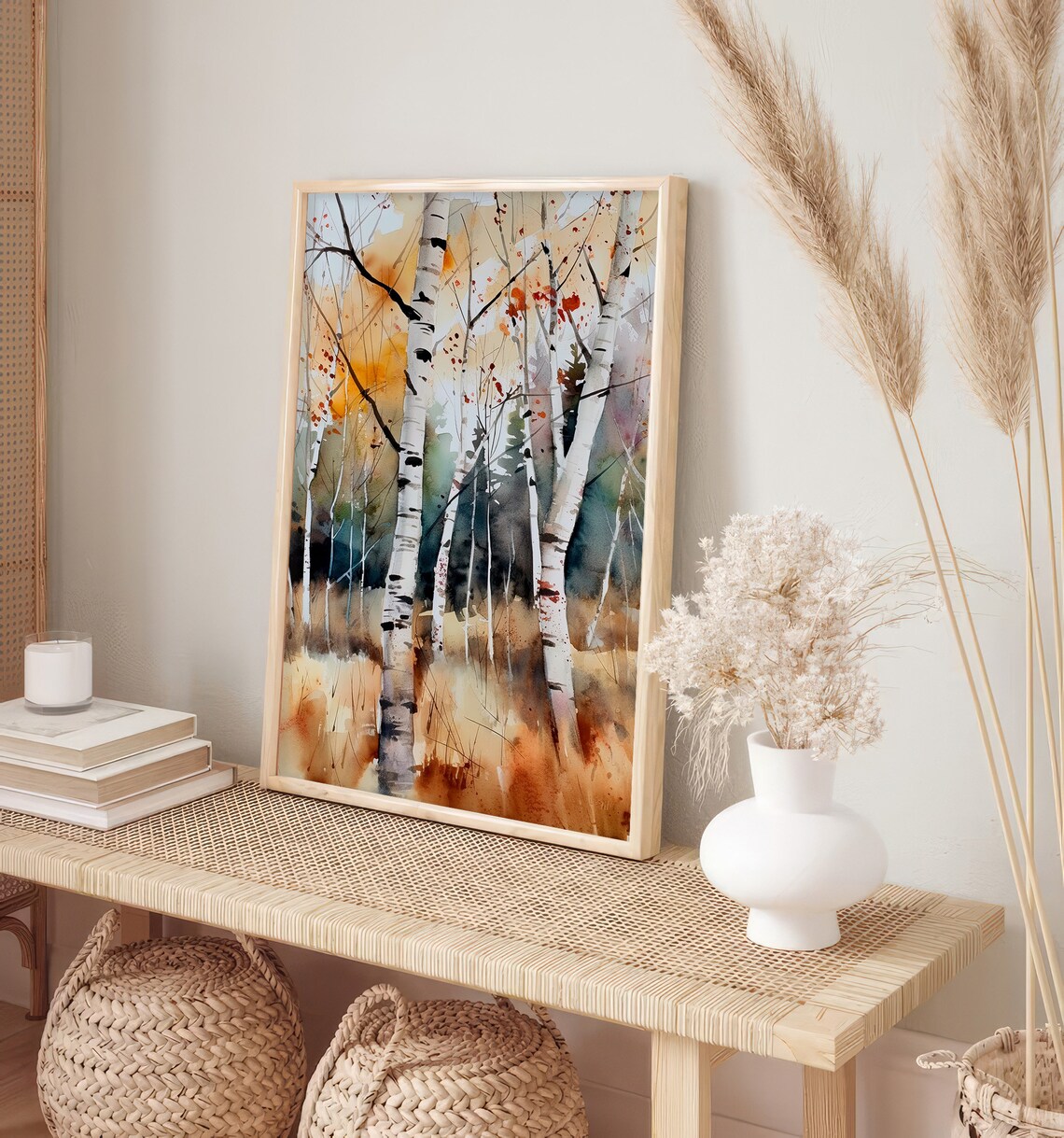 Birch Trees Watercolor Painting Aspen Landscape Art Print Forest ...